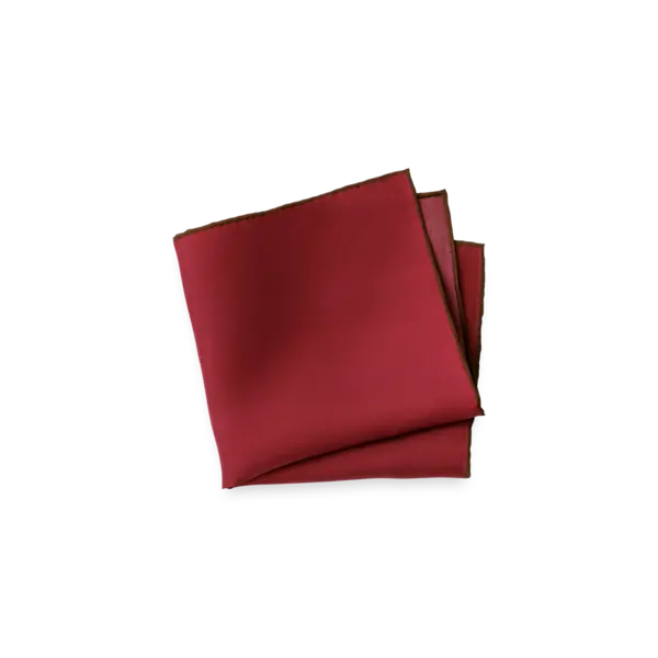PAUL FREDRICK Solid Silk Pocket Square - Burgundy