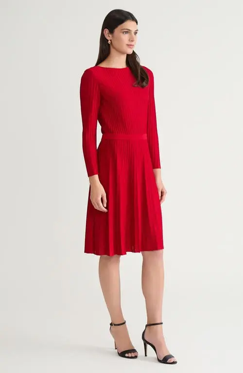 Ming Wang Fit-and-flare Ribbed Knit Dress - Holiday