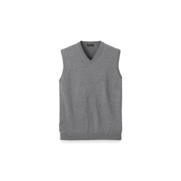 PAUL FREDRICK Supima Cotton V-neck Vest - Medium Grey