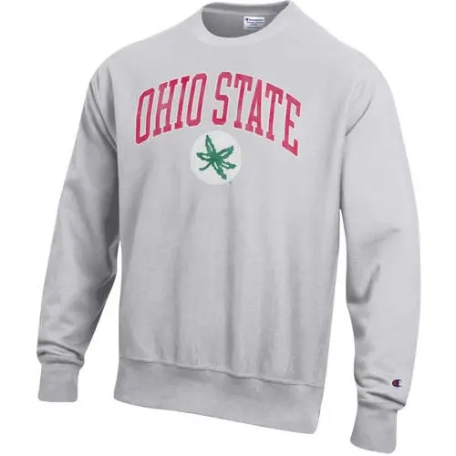 Champion Ohio State Buckeyes Distressed Arch Over Logo Reverse Weave Crew Neck Sweatshirt