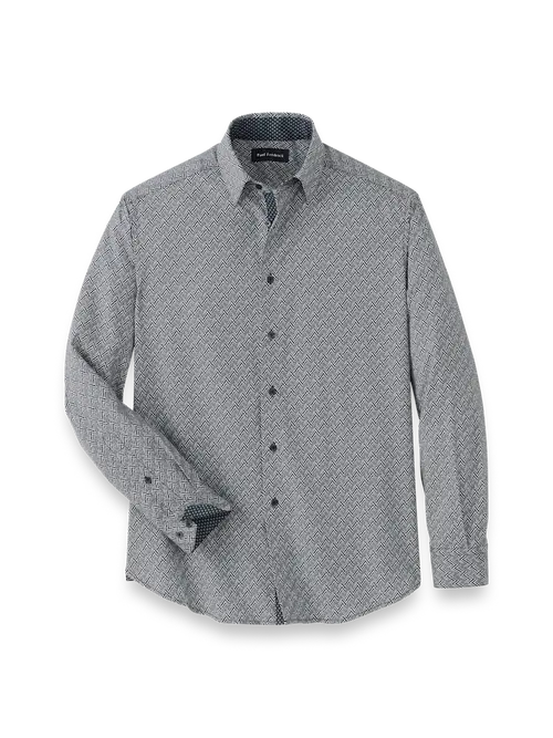 PAUL FREDRICK Performance Stretch Chevron Casual Shirt