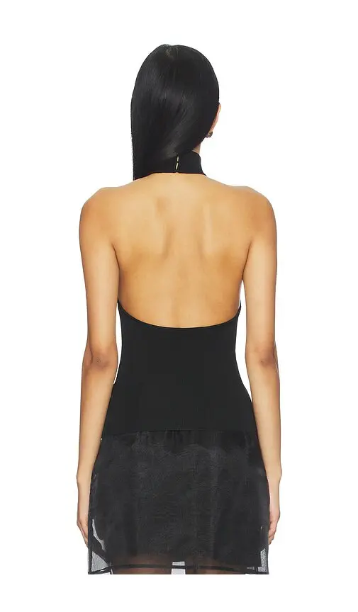 L'academie Claudette Halter Knit Top - Black