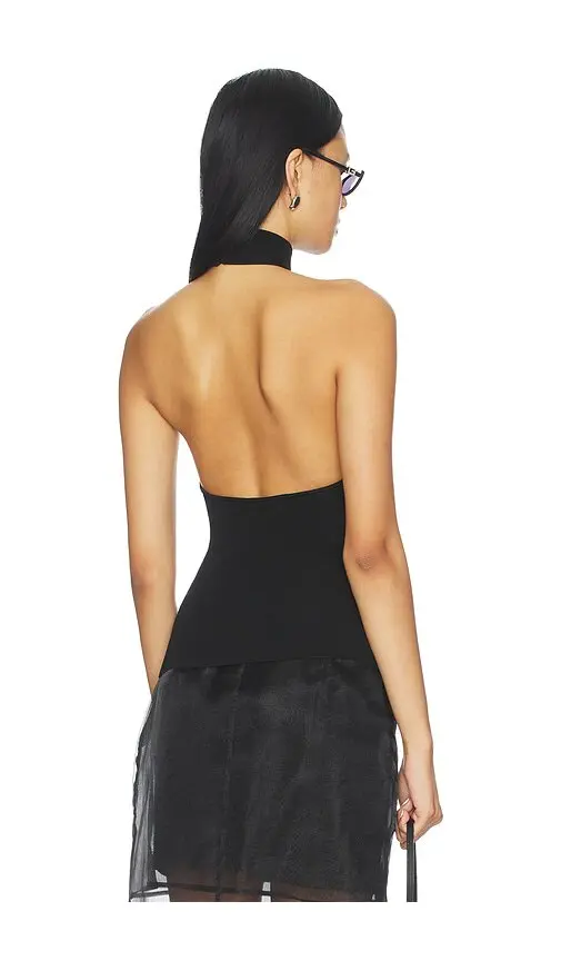 L'academie Claudette Halter Knit Top - Black