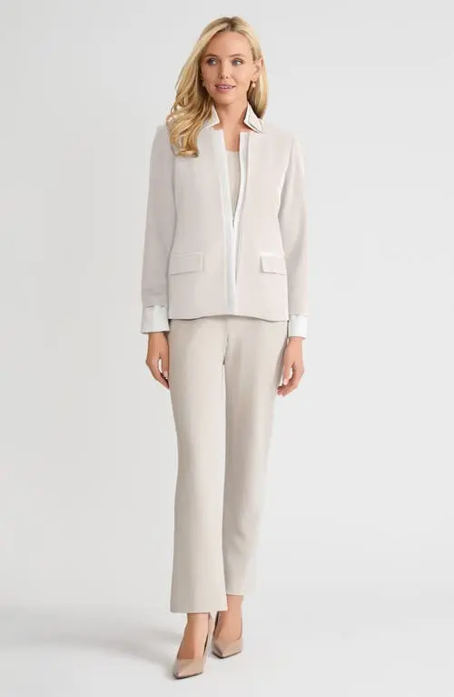 Ming Wang Tailored Stretch Deco Crepe Blazer - Limestone/white