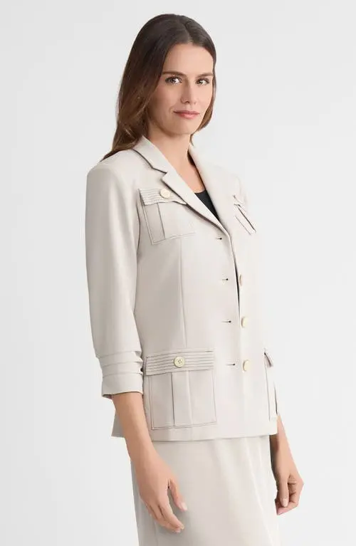 Ming Wang Heritage Stretch Deco Crepe Scrunch Sleeve Jacket