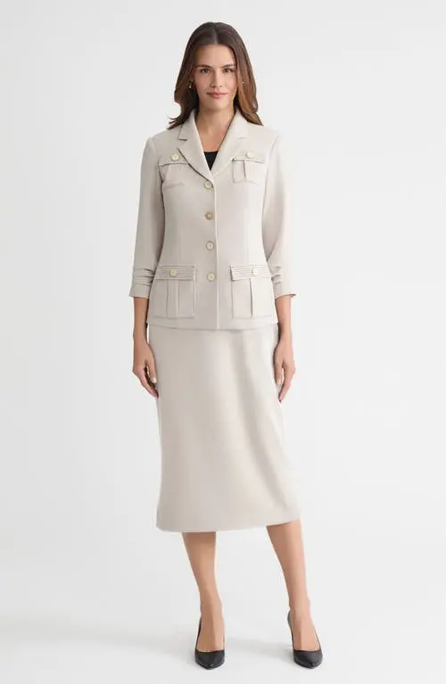 Ming Wang Heritage Stretch Deco Crepe Scrunch Sleeve Jacket