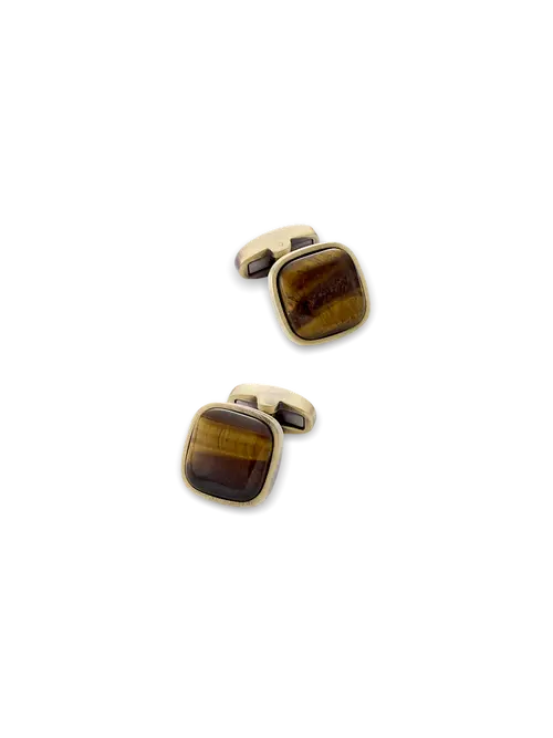 PAUL FREDRICK Tigers Eye Cufflinks - Brown