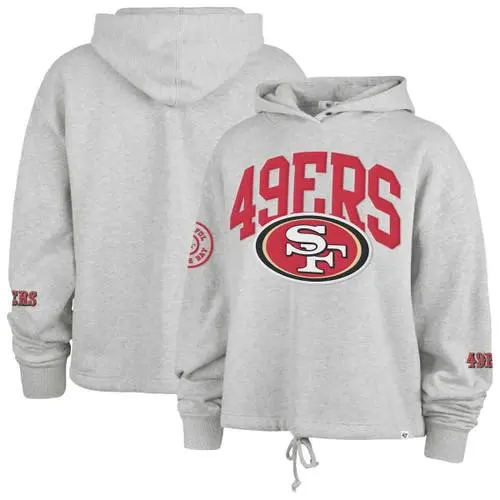 '47 San Francisco 49ers High Hopes Long Sleeve Cropped Hoodie - Heather Gray