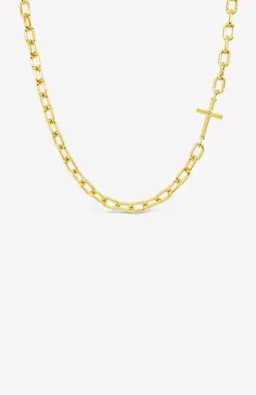 RIZEN JEWELRY Mini Chain Breaker Cross Necklace - 18k Gold Plated
