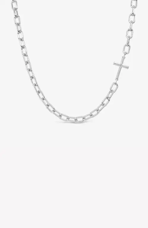 RIZEN JEWELRY Mini Chain Breaker Cross Necklace - Sterling Silver