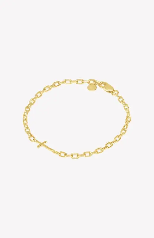 RIZEN JEWELRY Chain Breaker Cross Bracelet - 18k Gold Plated