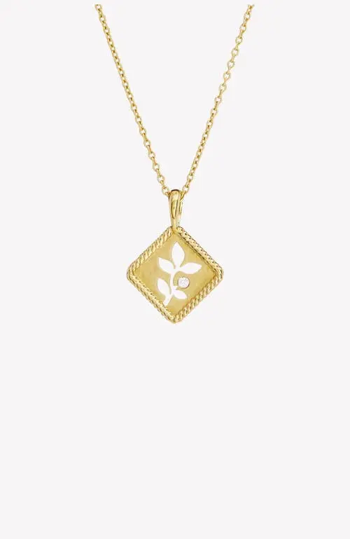 RIZEN JEWELRY Olive Leaf Pendant Necklace - 18k Gold Plated