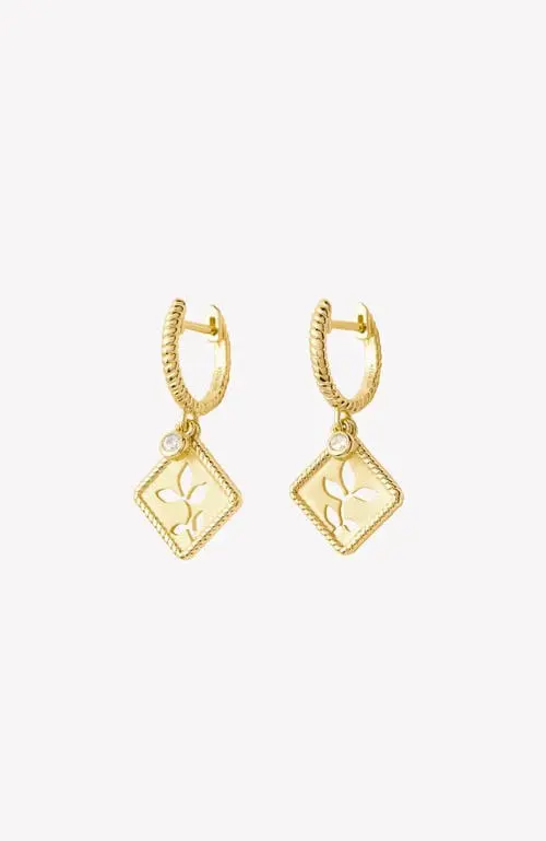 RIZEN JEWELRY Olive Leaf Hoop Earrings - 18k Gold Plated