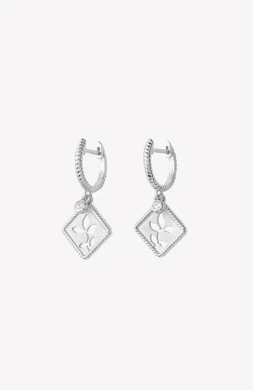 RIZEN JEWELRY Olive Leaf Motif Dangle Earrings - Sterling Silver