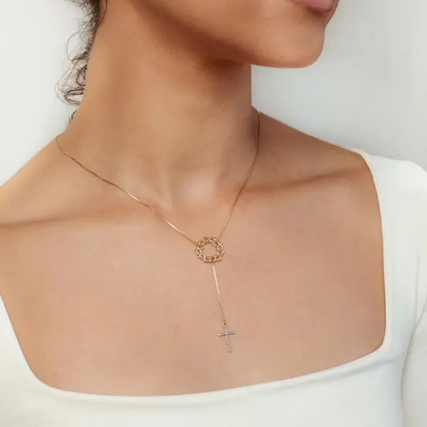 RIZEN JEWELRY Crown Of Thorns Y Necklace - 18k Gold Plated