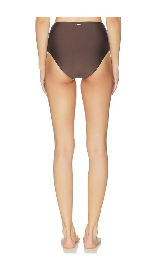 Simkhai Teya High Waisted Ruched Bikini Bottom - Chocolate