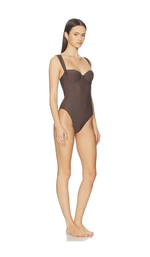 Simkhai Kyle Bustier One Piece Swimsuit - Chocolate