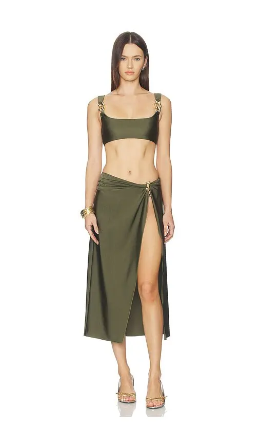 Simkhai Wilda Scoop Neck Tank Bikini Top - Fern