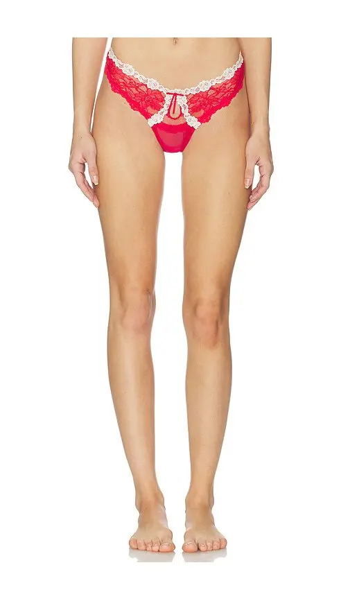 For Love & Lemons Fiona Lace Thong Panty - Red