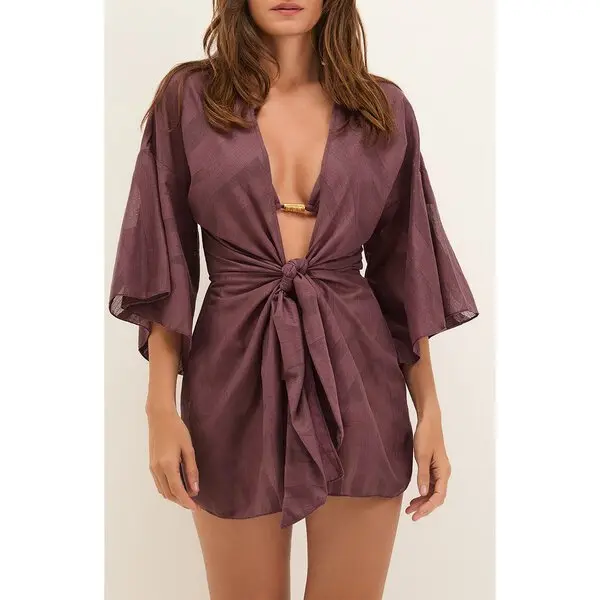 VIX PAULA HERMANNY Perola Cotton Blend Cover-up Minidress - Purple