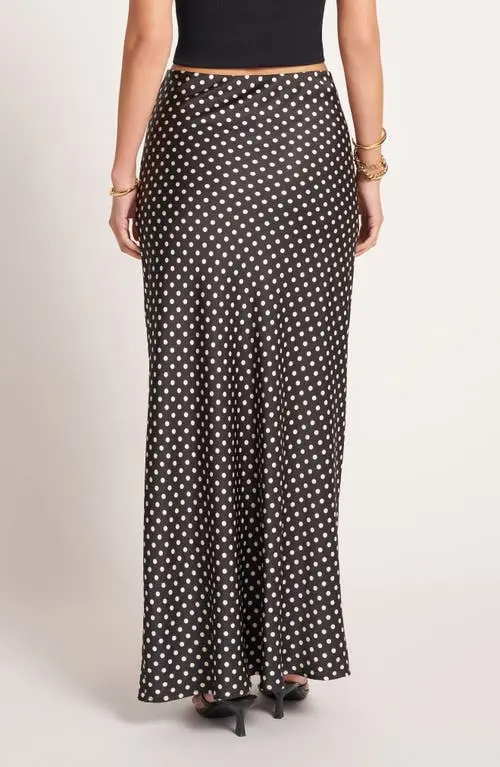 Matty M. Polka Dot Bias Cut Maxi Skirt