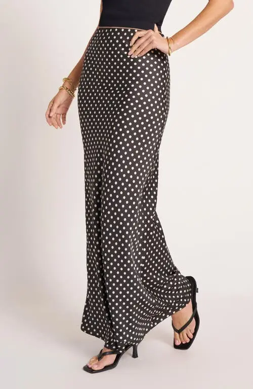 Matty M. Polka Dot Bias Cut Maxi Skirt