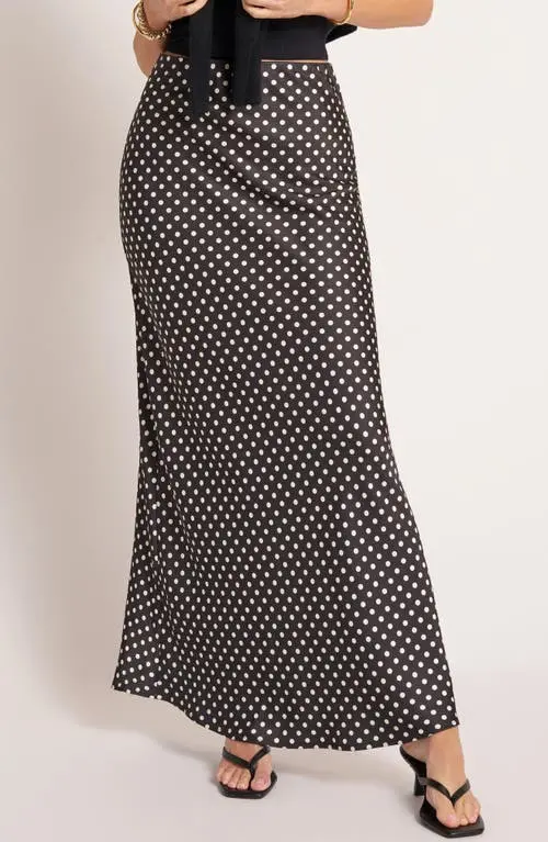 Matty M. Polka Dot Bias Cut Maxi Skirt - Black/ivory