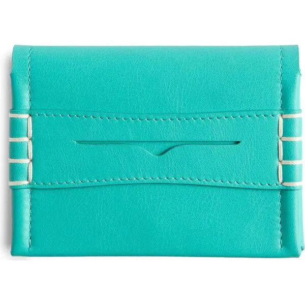 JW Anderson Loafer Leather Bifold Card Holder - Turquoise