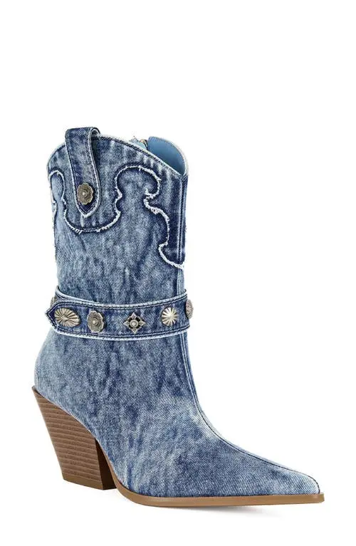 AZALEA WANG Neith Western Boots - Denim