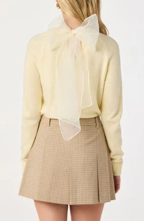 Astr The Label Organza Bow Sweater - Cream