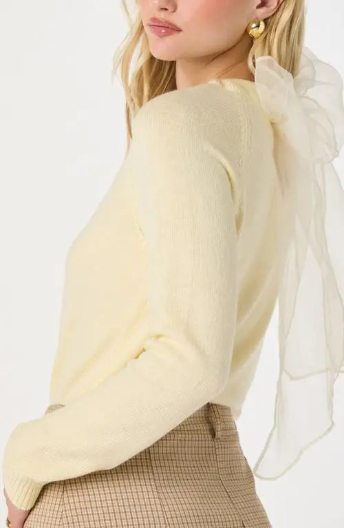 Astr The Label Organza Bow Sweater - Cream