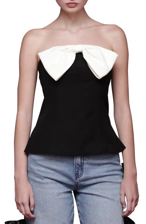 Avec Les Filles Contrast Bow Strapless Top