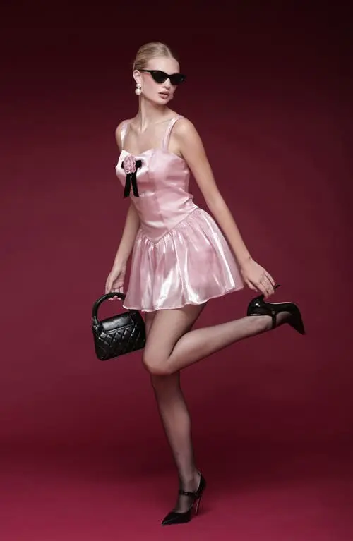 Avec Les Filles Sleeveless Fit & Flare Minidress - Pink