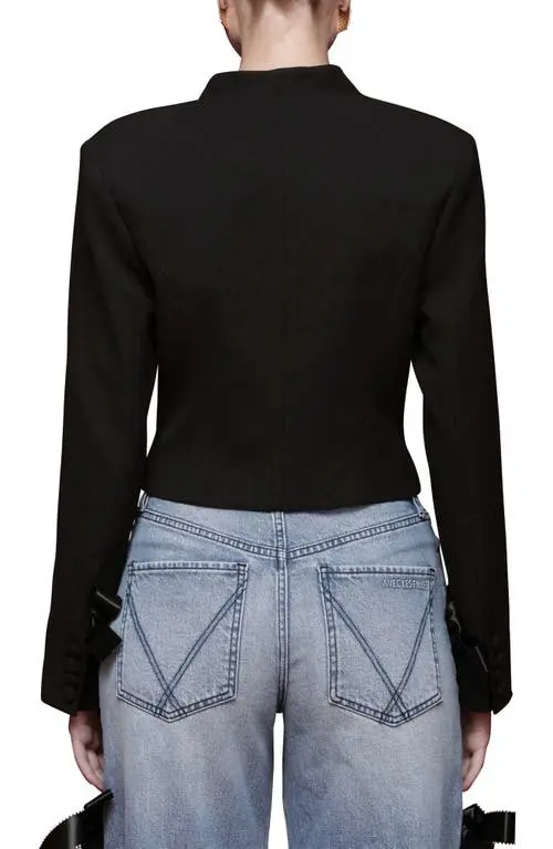Avec Les Filles Contrast Lapel Crop Jacket