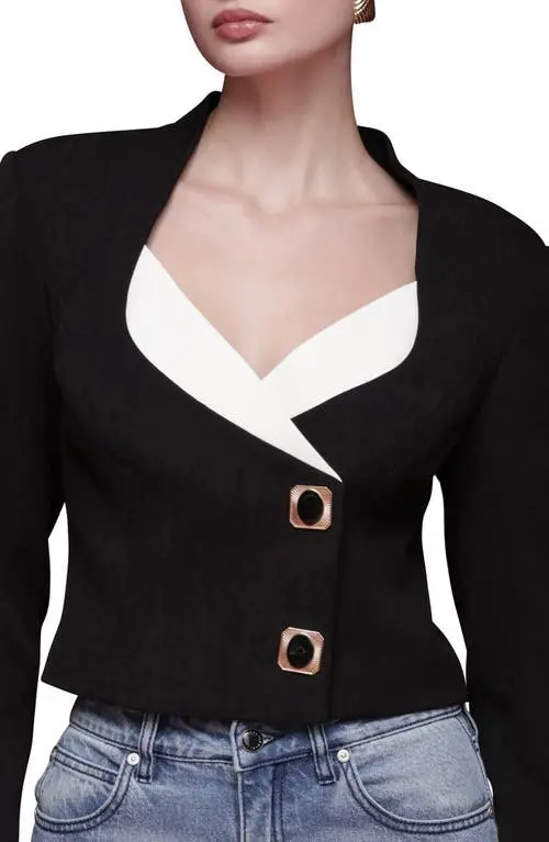 Avec Les Filles Contrast Lapel Crop Jacket