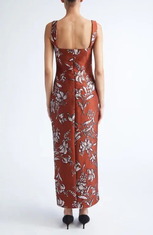 Lela Rose Metallic Floral Brocade Gown