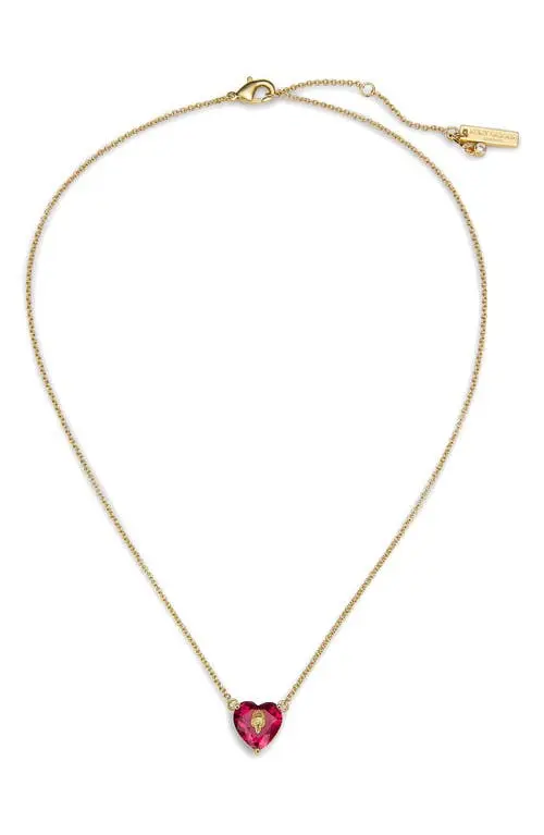 Kurt Geiger Crystal Heart Pendant Necklace - Gold/pink