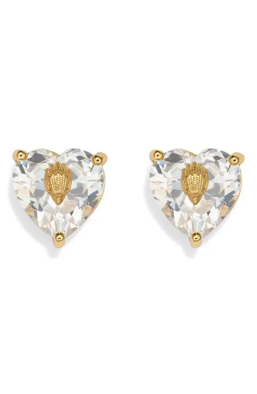 Kurt Geiger Crystal Heart Stud Earrings - Gold/crystal