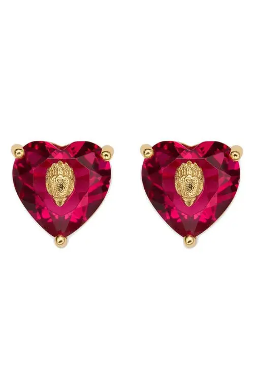 Kurt Geiger Crystal Heart Stud Earrings - Gold/pink