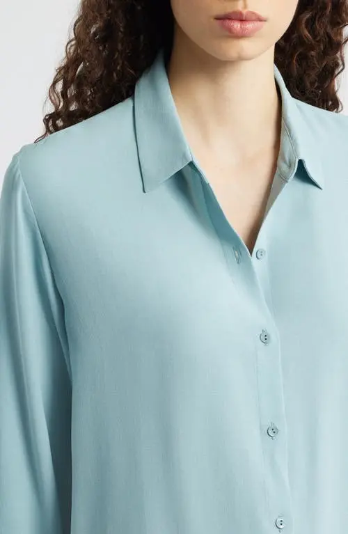 Eileen Fisher Collared Silk Button-down Shirt