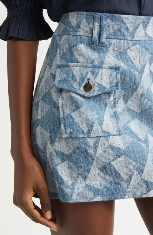 Ramy Brook Geometric Print Denim Miniskirt