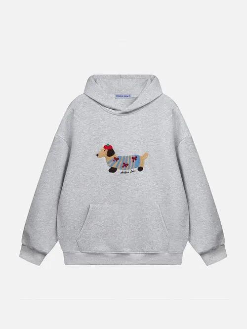 AELFRIC EDEN Cartoon Dachshund Hoodie - Grey
