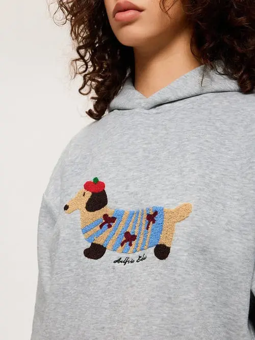 AELFRIC EDEN Cartoon Dachshund Hoodie - Grey