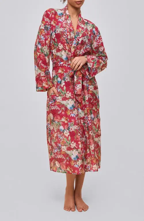 PAPINELLE Holly Floral Cotton Voile Maxi Robe - Geranium