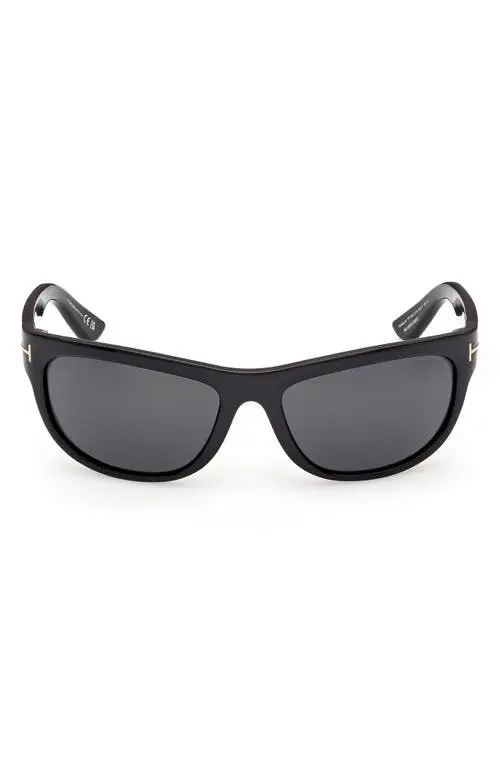 TOM FORD Anders 62mm Oversized Sunglasses - Shiny Black/smoke Lens