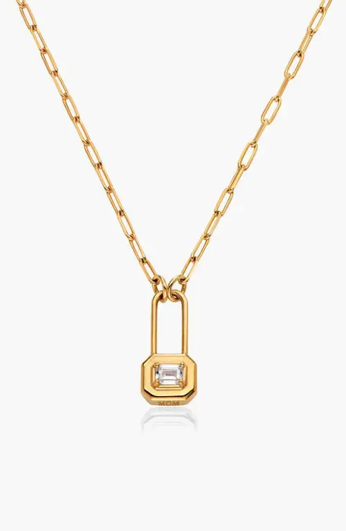 OAK & LUNA Lock & Luna Charm With Emerald Cut Moissanite - Gold Vermeil