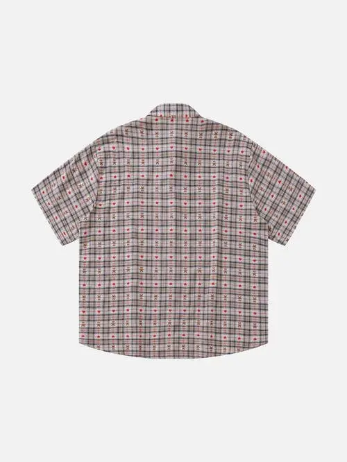 AELFRIC EDEN Plaid Shirt With Crochet Heart Pocket