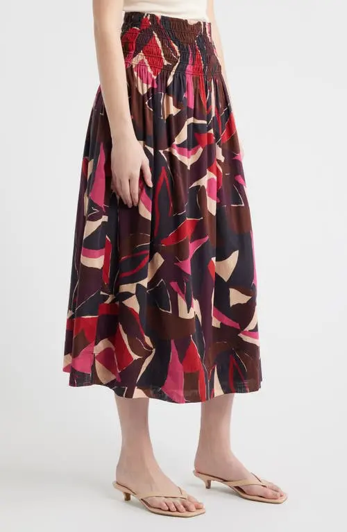 Rails Alessa Smock Waist Cotton Midi Skirt - Paradise