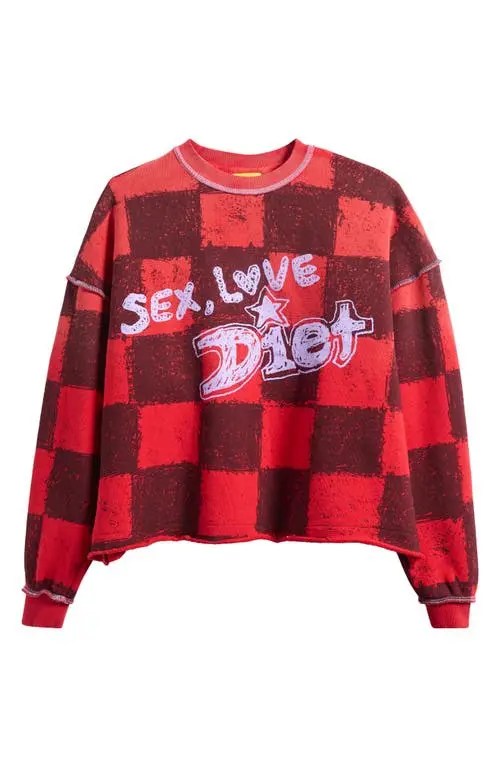 DIET STARTS MONDAY Checkerboard Cotton Sweatshirt
