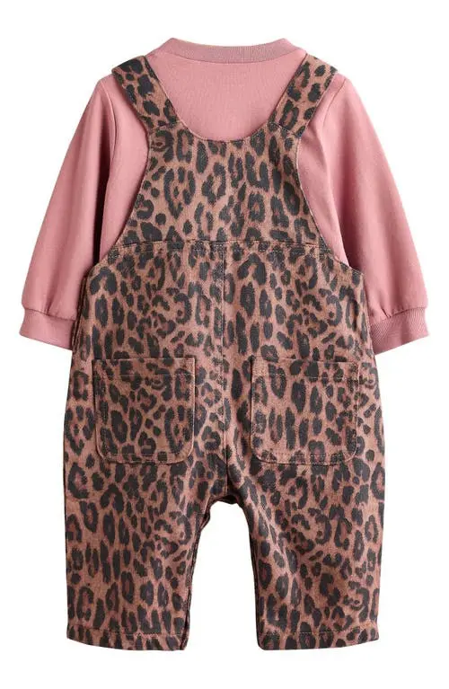 NEXT Long Sleeve Bodysuit & Leopard Print Overalls Set